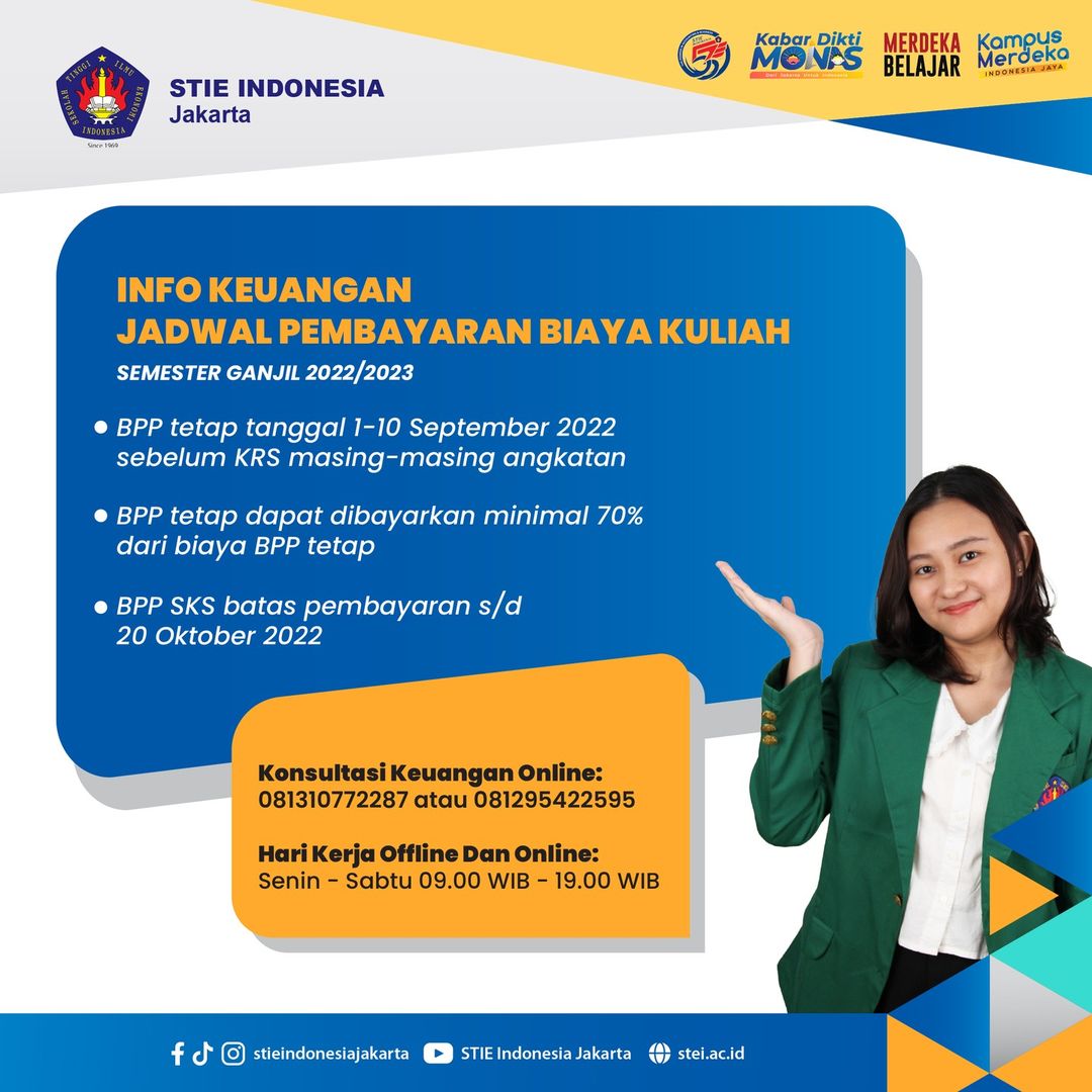 Info Pembayaran Kuliah Semester Ganjil 2022/2023 - STIE INDONESIA JAKARTA